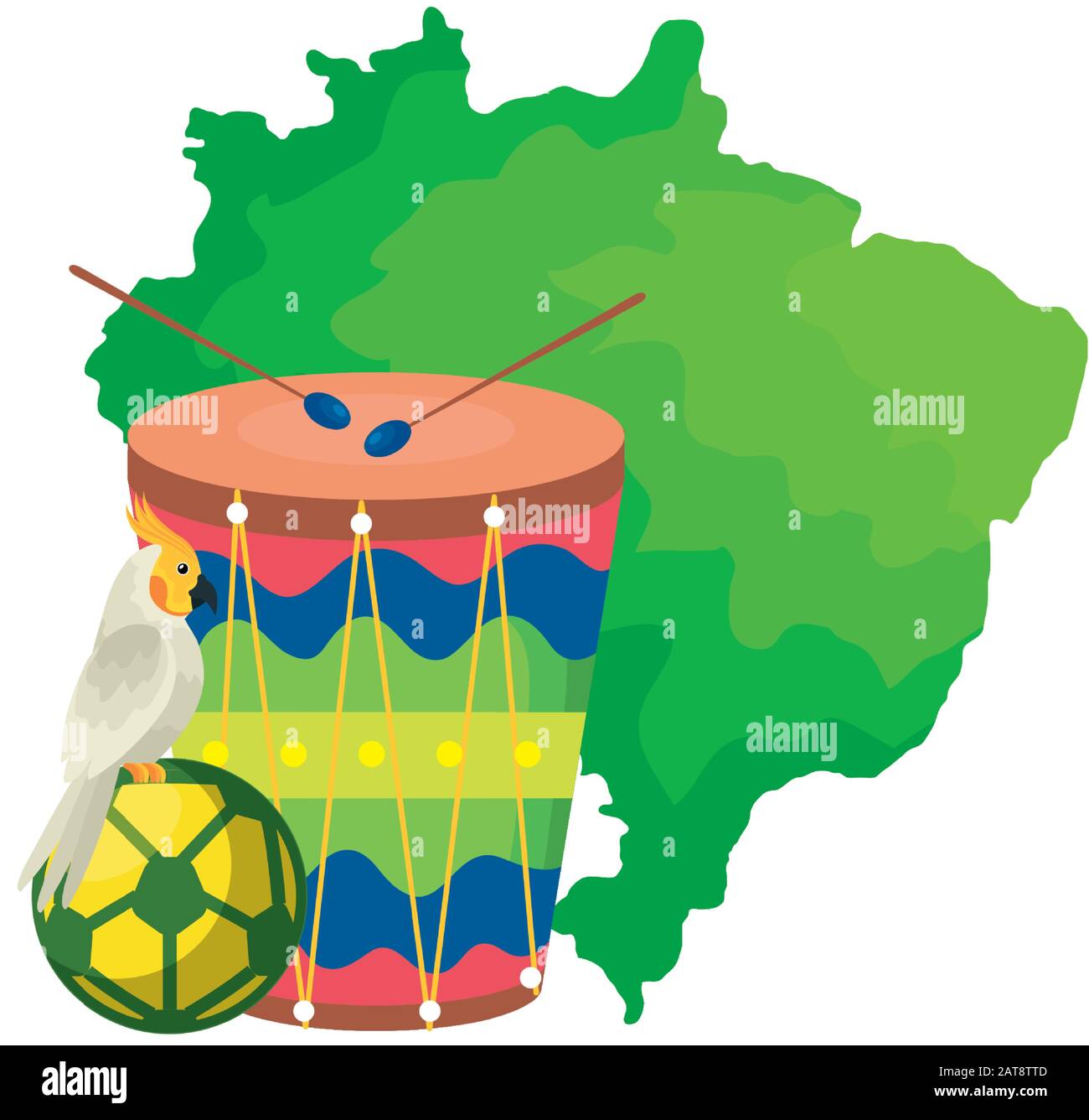 map of brazil with parrot and icons traditional Stock Vector Image ...