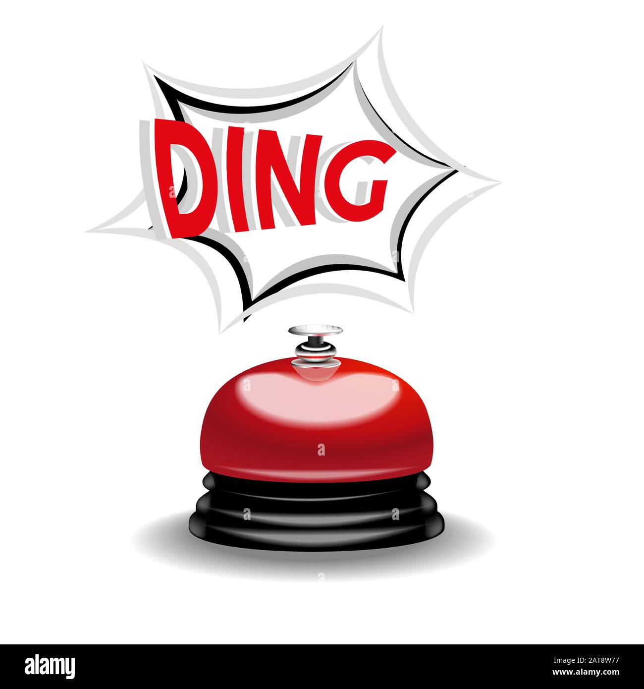 Realistic reception bell and Ding sign in comic book style on white ...