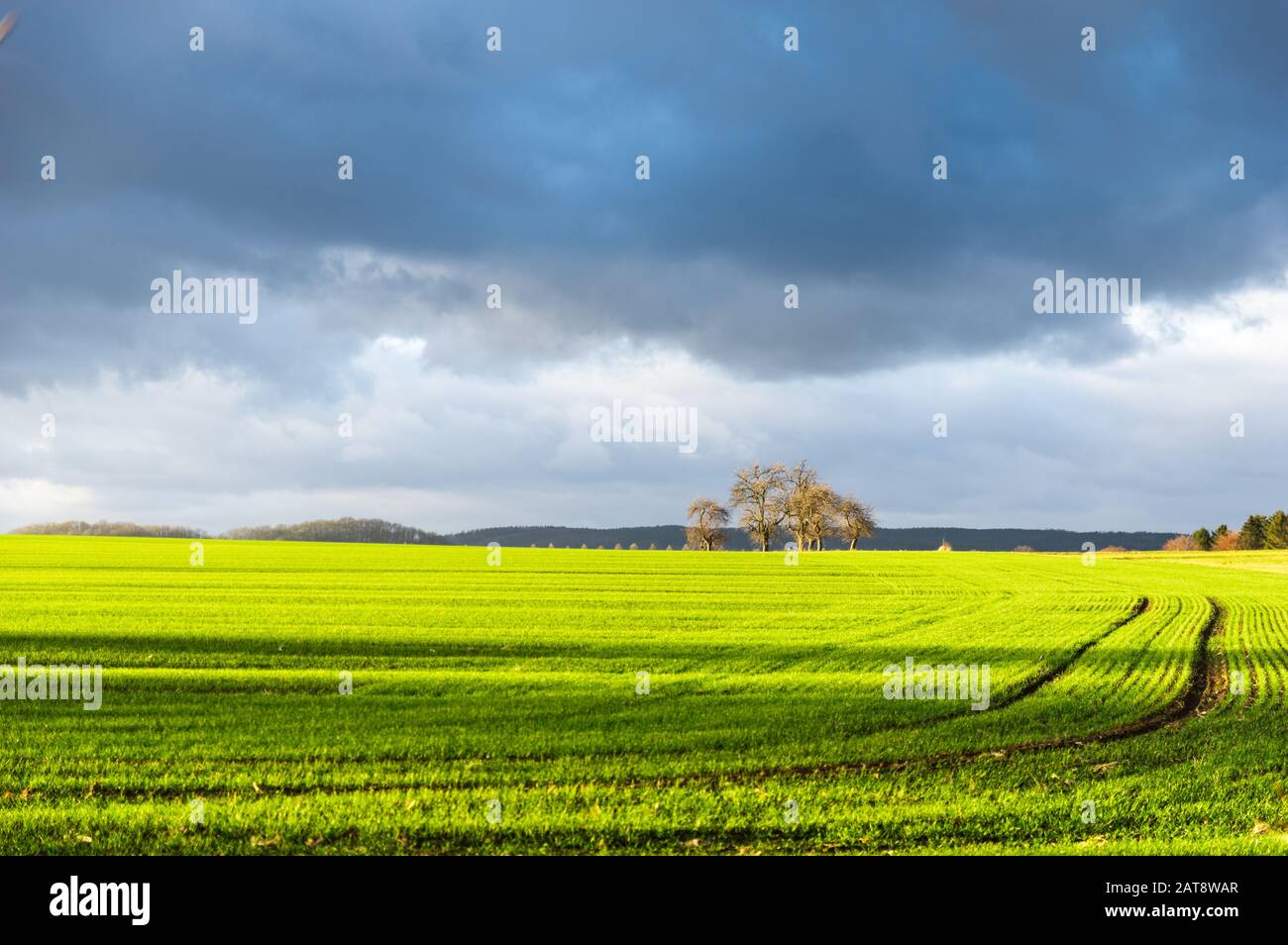 Field sky sunset germany grass tractor hi-res stock photography and ...
