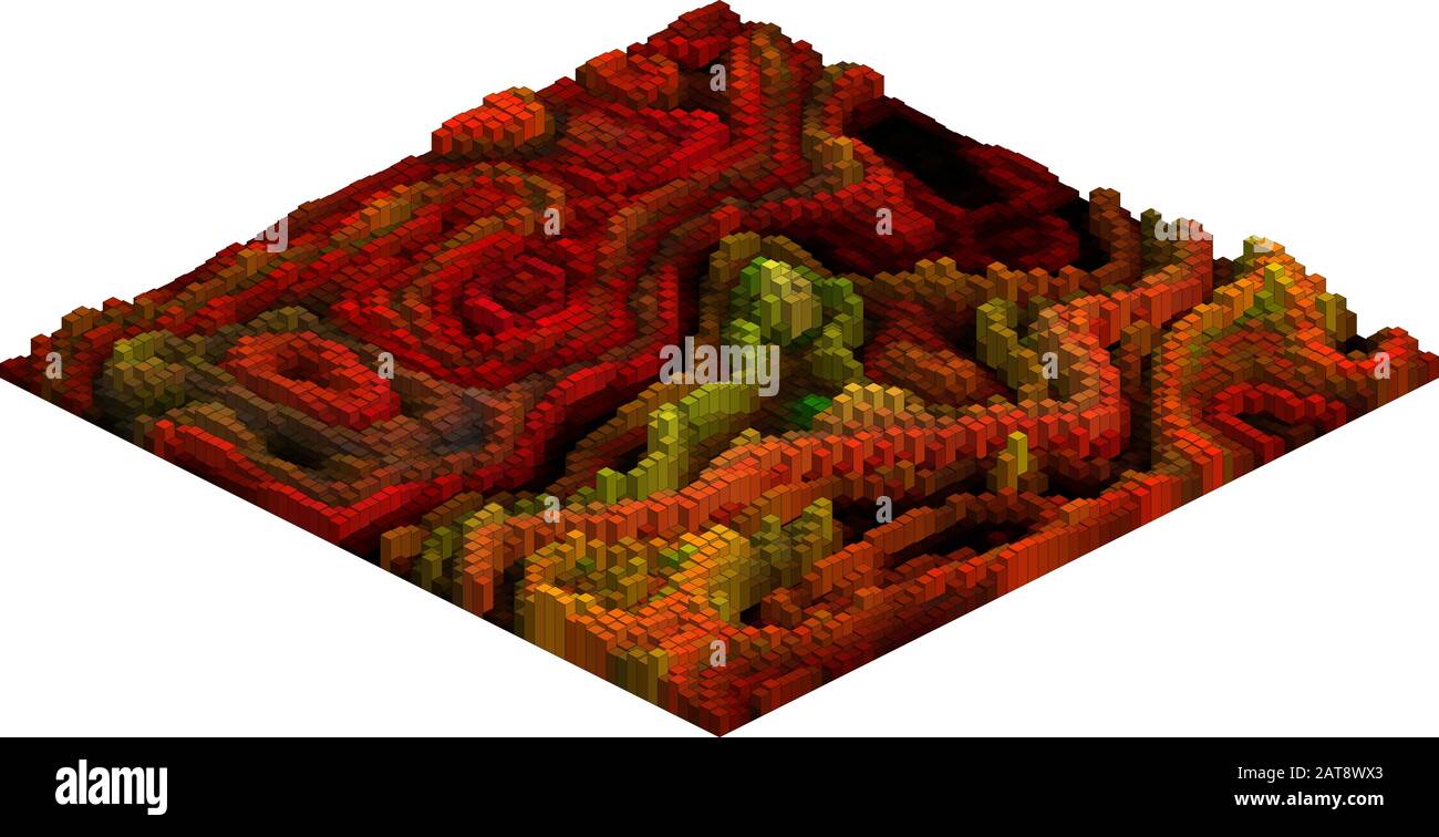 Voxel rangy landscape pixel art sample - 3D brick world - isometric ...