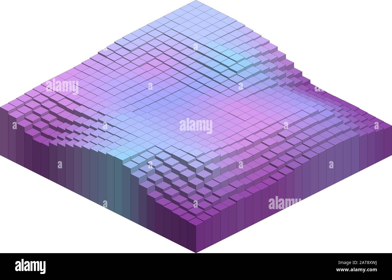 Voxel wavy landscape pixel art sample - 3D brick cross section ...