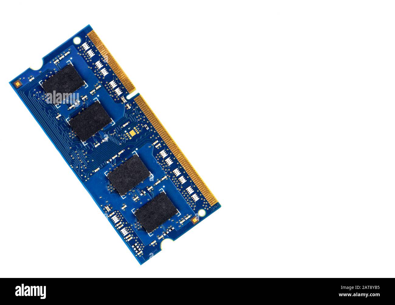 Blue computer memory card isolated on a white background. Used laptop ...