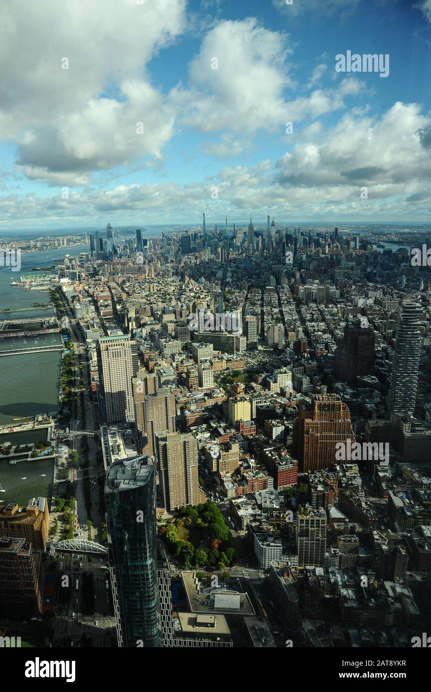 Top view from One World Trade Center Observatory in New York City Stock ...