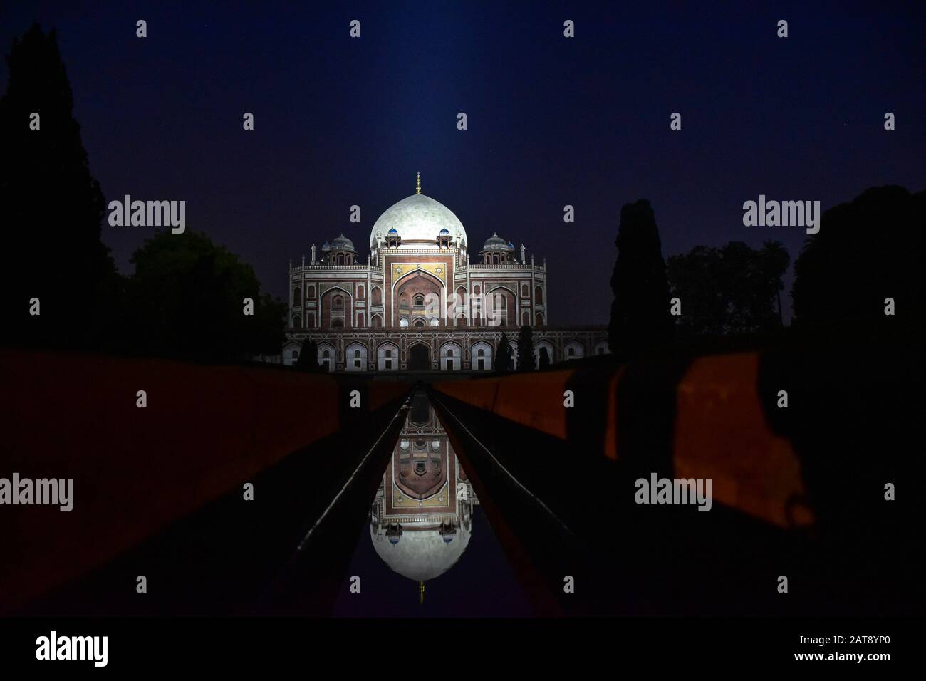 A late night view of the Humayun Tomb in Delhi.Humayun's tomb ...