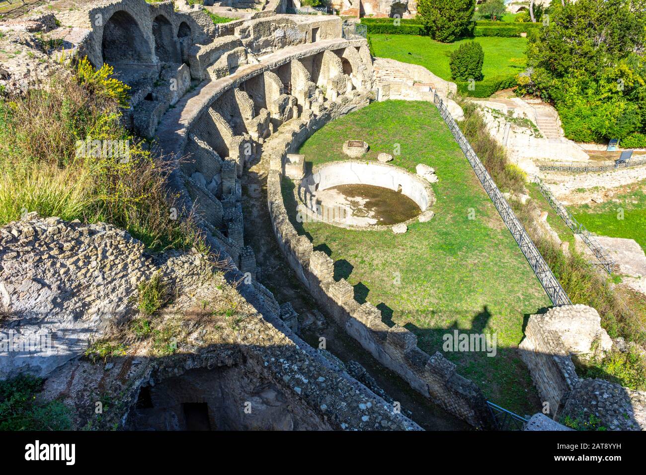 Italy, Naples, Baia, view and details of the archaeological area ...