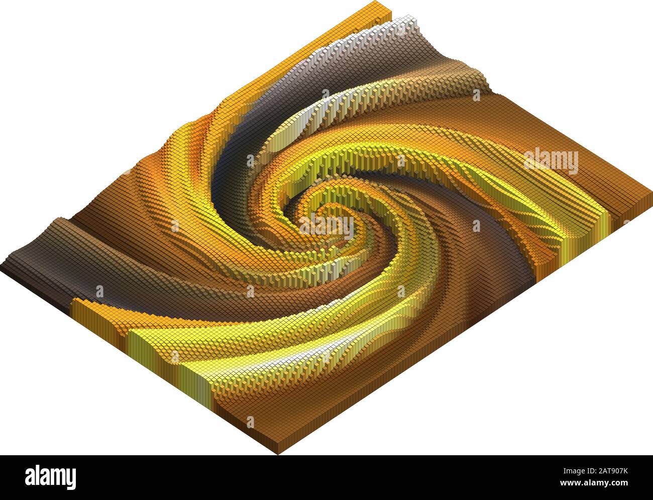 Voxel twisted pixel art sample - 3D brick terrain - isometric ...