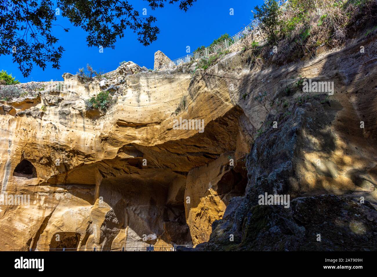 Italy, Cuma, view and details of the Sibilla caves Stock Photo - Alamy