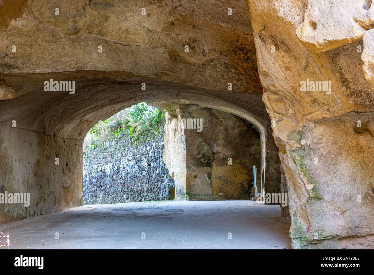 Italy, Cuma, view and details of the Sibilla caves Stock Photo - Alamy