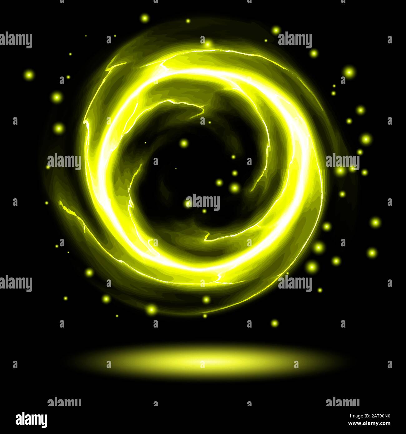 Yellow Flame Fire Ball - Rotating Vortex Plasma Ball - Abstract Glow ...