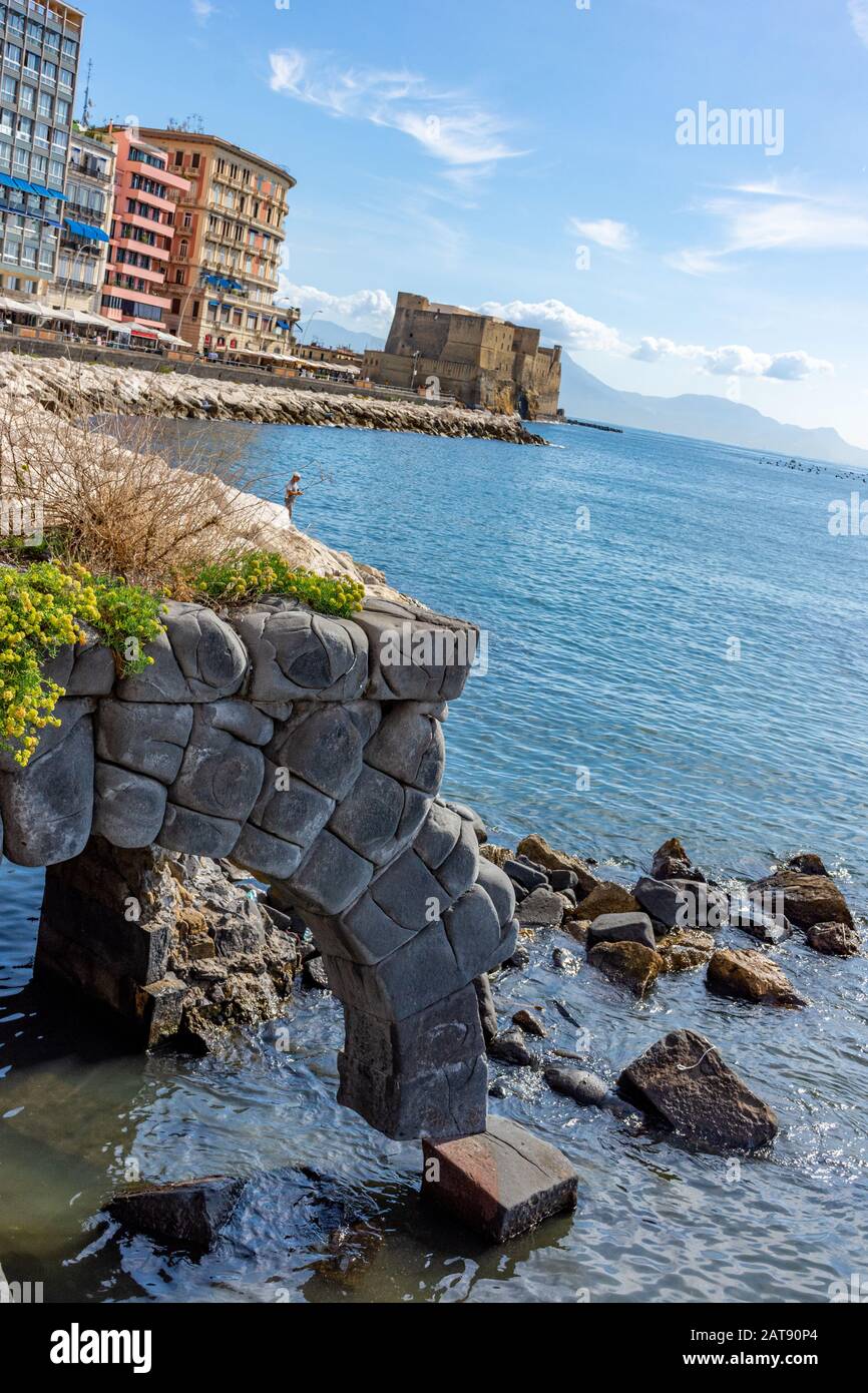 Italy, Naples, view and details of the city's waterfront Stock Photo ...