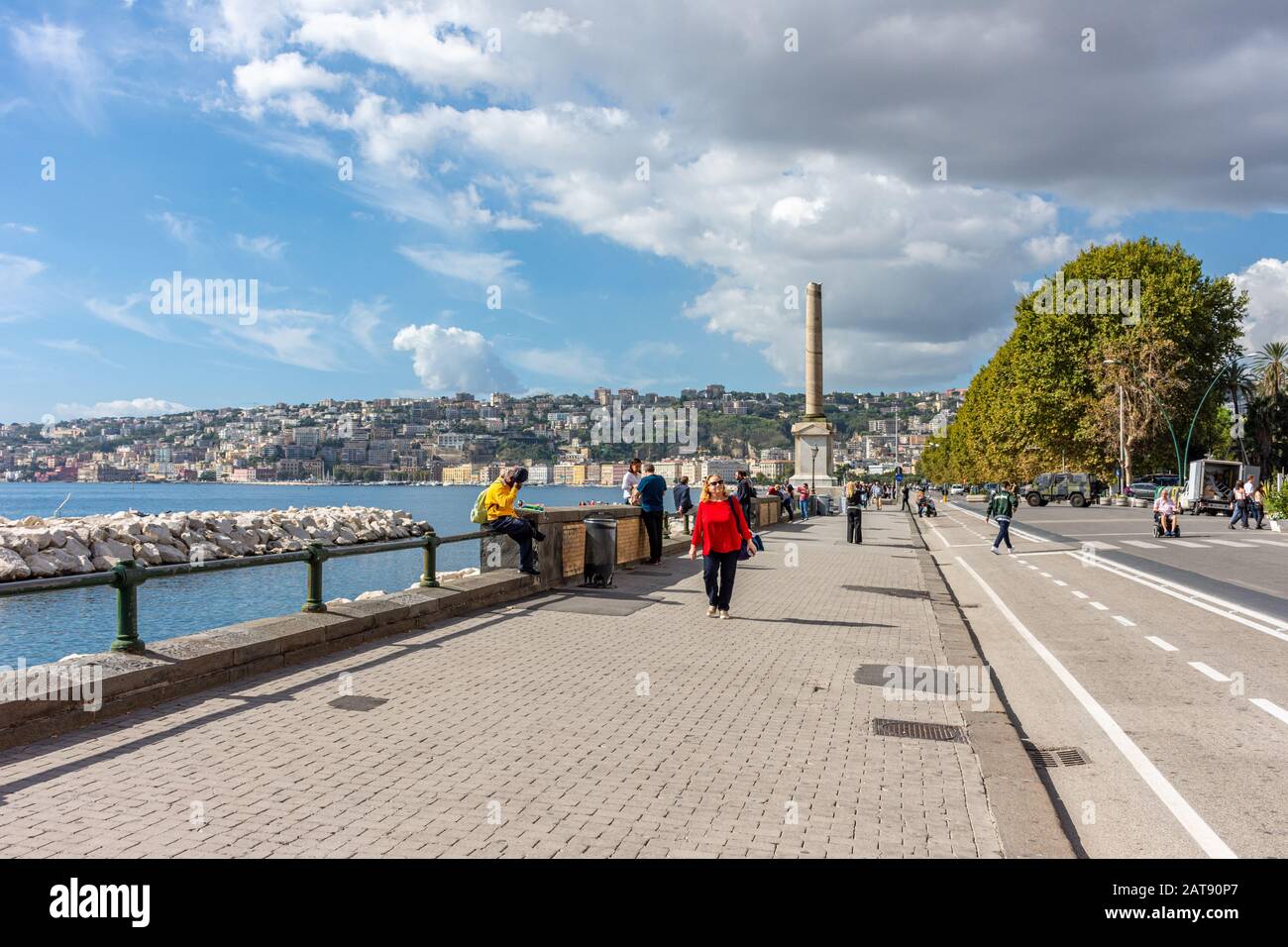 Italy, Naples, view and details of the city's waterfront Stock Photo ...