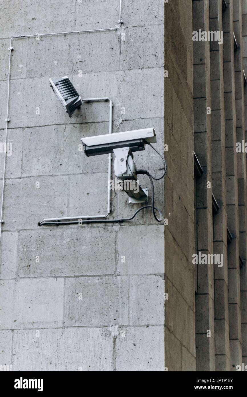 Security IR camera for monitor events in city. CCTV camera Stock Photo ...