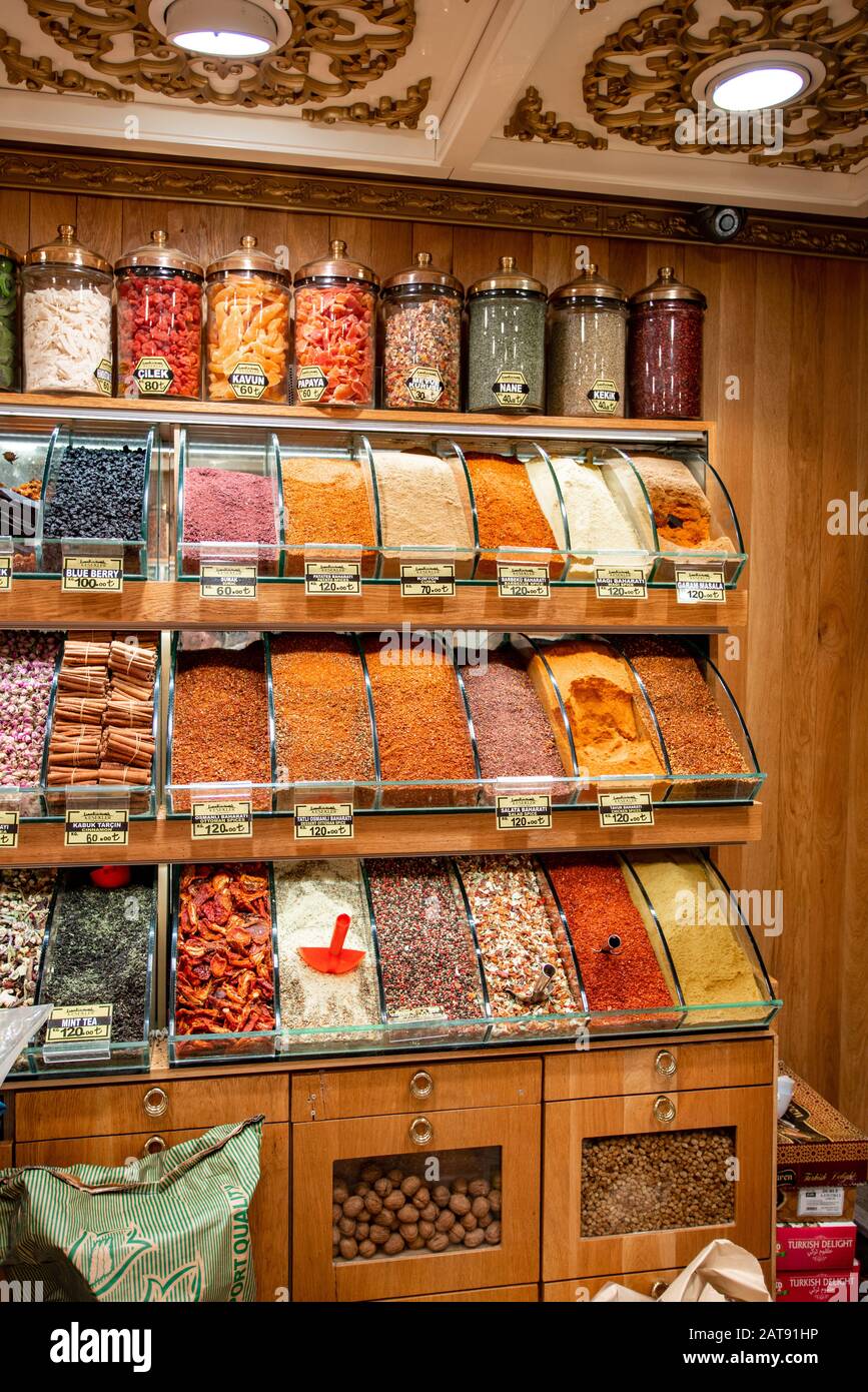 Turkish sweets in the Egyptian bazaar. Istanbul. A lot of sweets on the ...