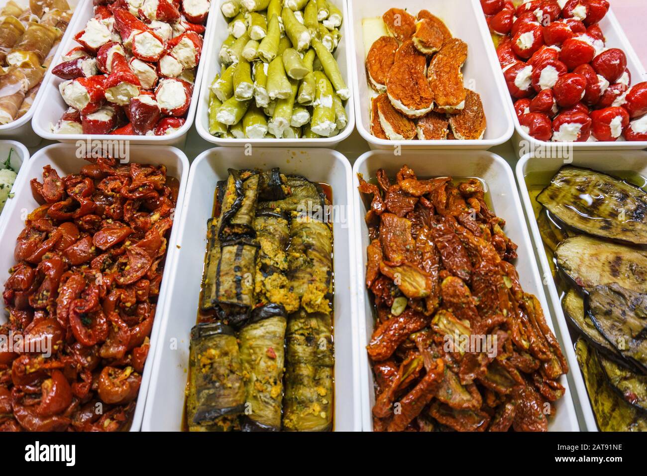 Market with cooked food. Fresh cooked food in the market Stock Photo ...