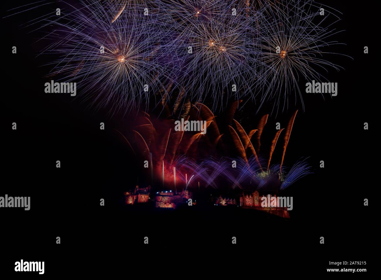 Edinburgh Castle with Fireworks Stock Photo - Alamy
