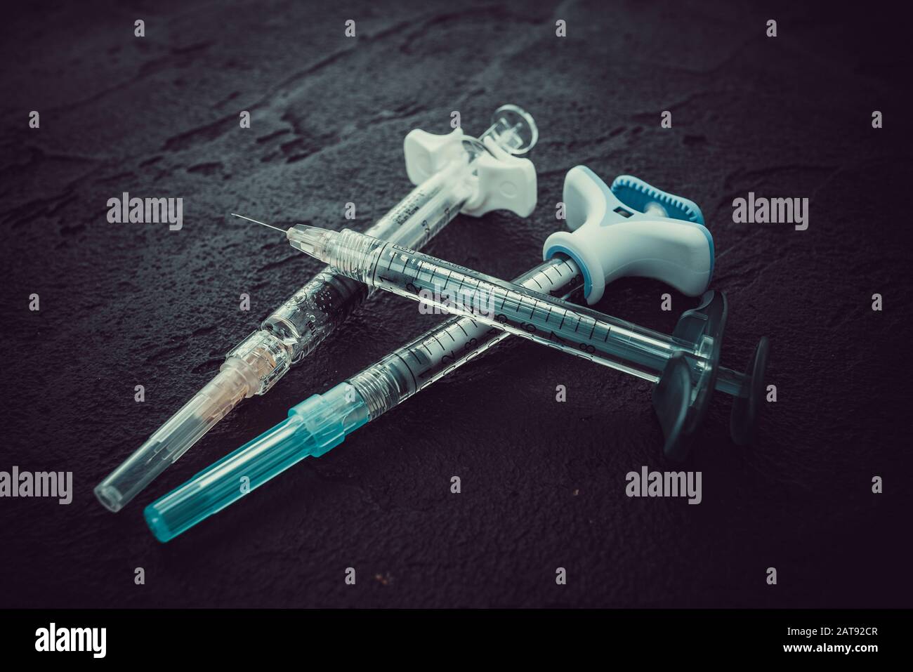 A set of different syringes on lack. Face Cosmetics Injecting Stock ...