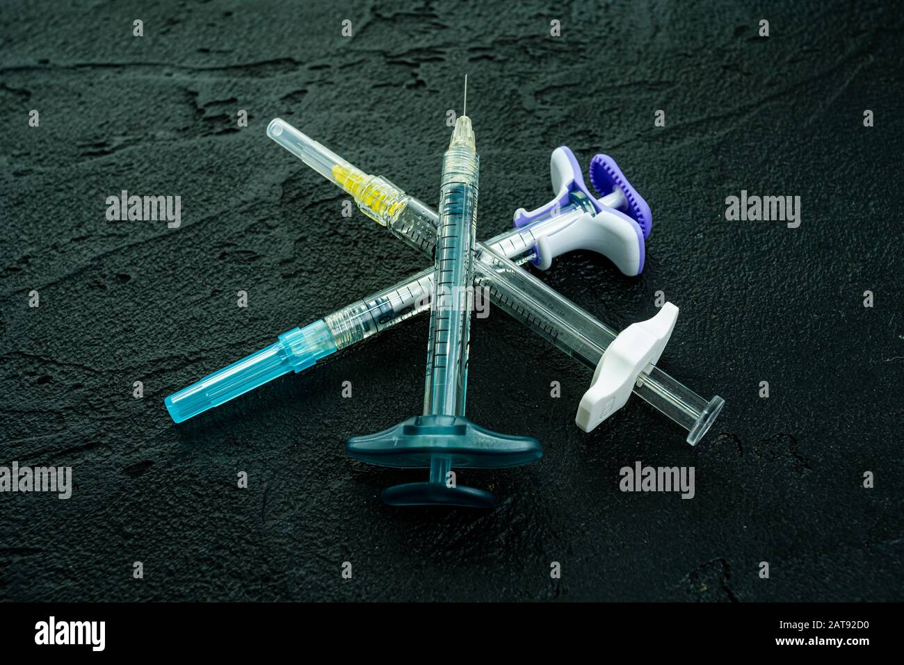 A set of different syringes on lack. Face Cosmetics Injecting Stock ...