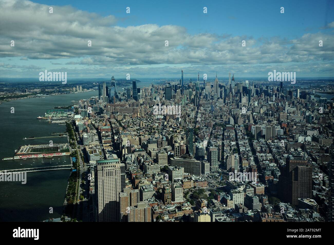 Top view from One World Trade Center Observatory in New York City Stock ...