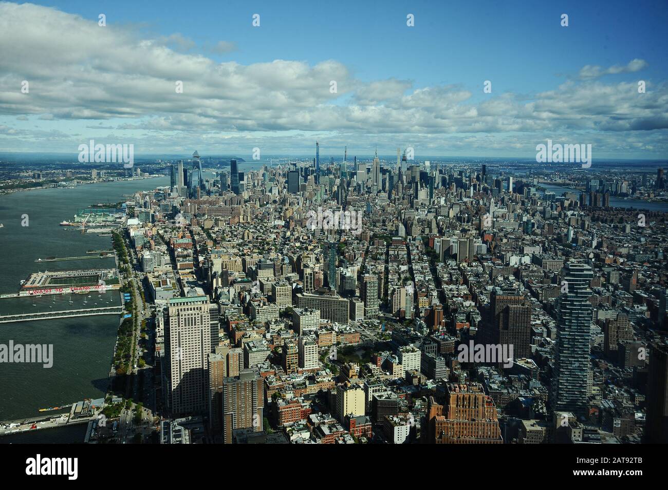 Top view from One World Trade Center Observatory in New York City Stock ...