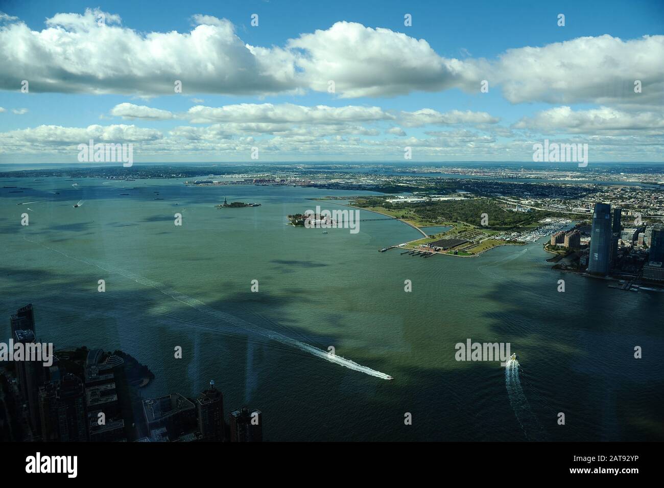 Top view from One World Trade Center Observatory in New York City Stock ...