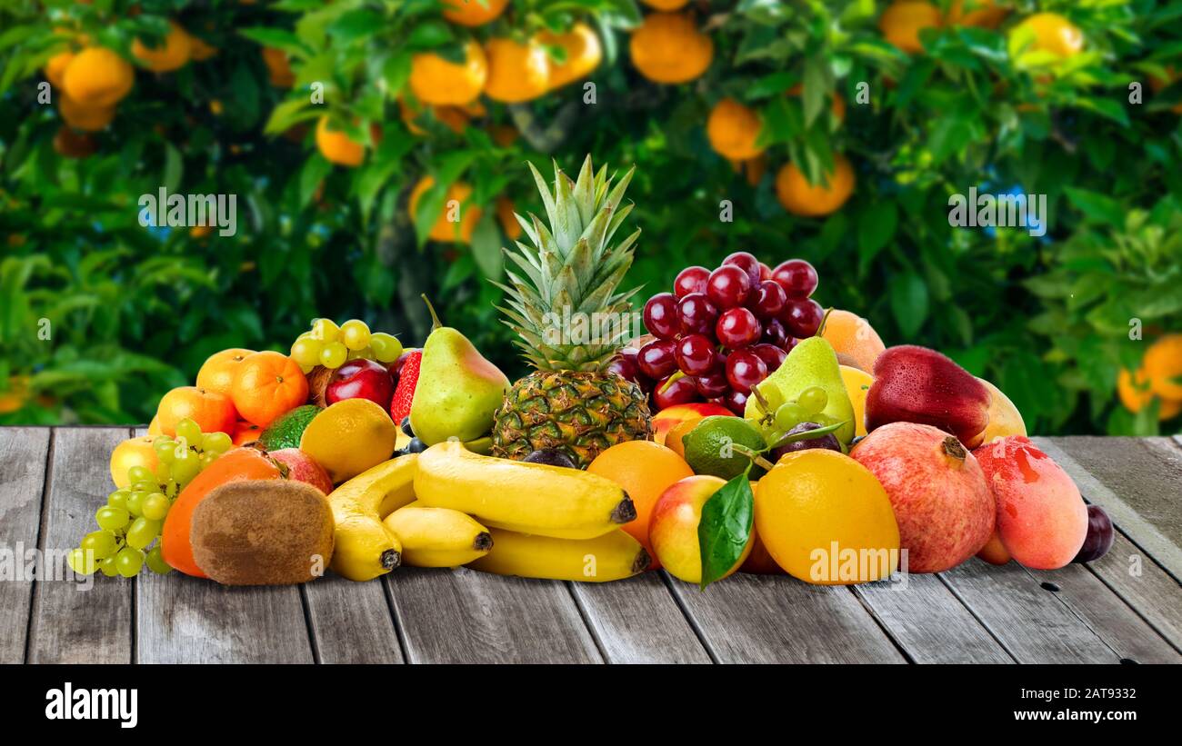 set of different fruits isolated on white background Stock Photo - Alamy