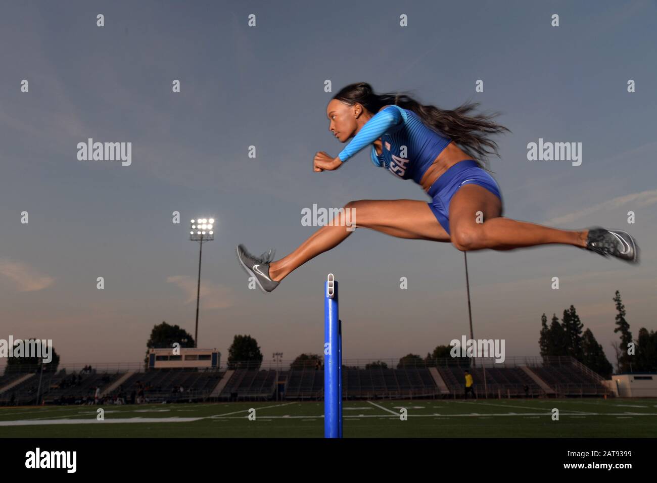 Dalilah Muhammad (USA) hurdles, Wednesday, Jan. 15, 2020, in Lake ...