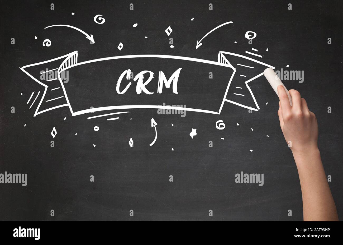 Hand drawing CRM abbreviation with white chalk on blackboard Stock ...