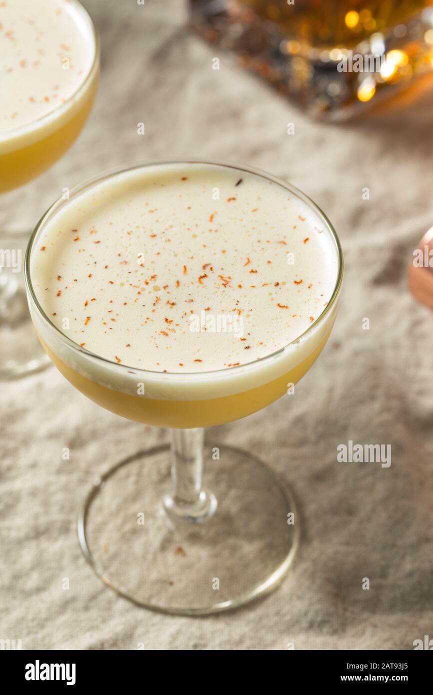 Homemade Bourbon Egg Flip Cocktail with Nutmeg Stock Photo - Alamy