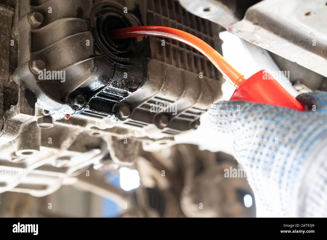 Changing oil in car motor hi-res stock photography and images - Alamy