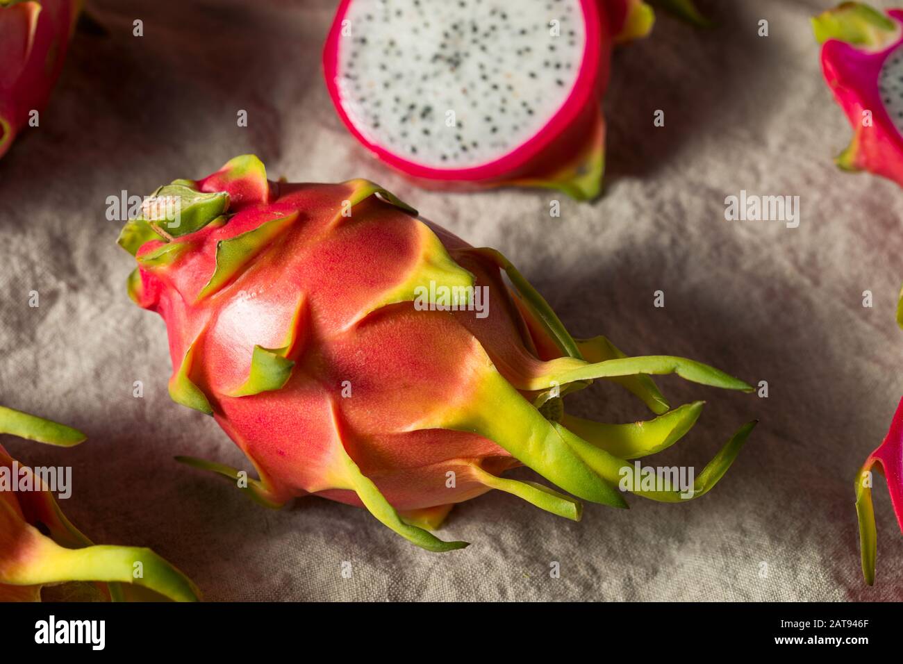 Raw Pink Organic Dragonfruit PItaya Ready to Eat Stock Photo - Alamy