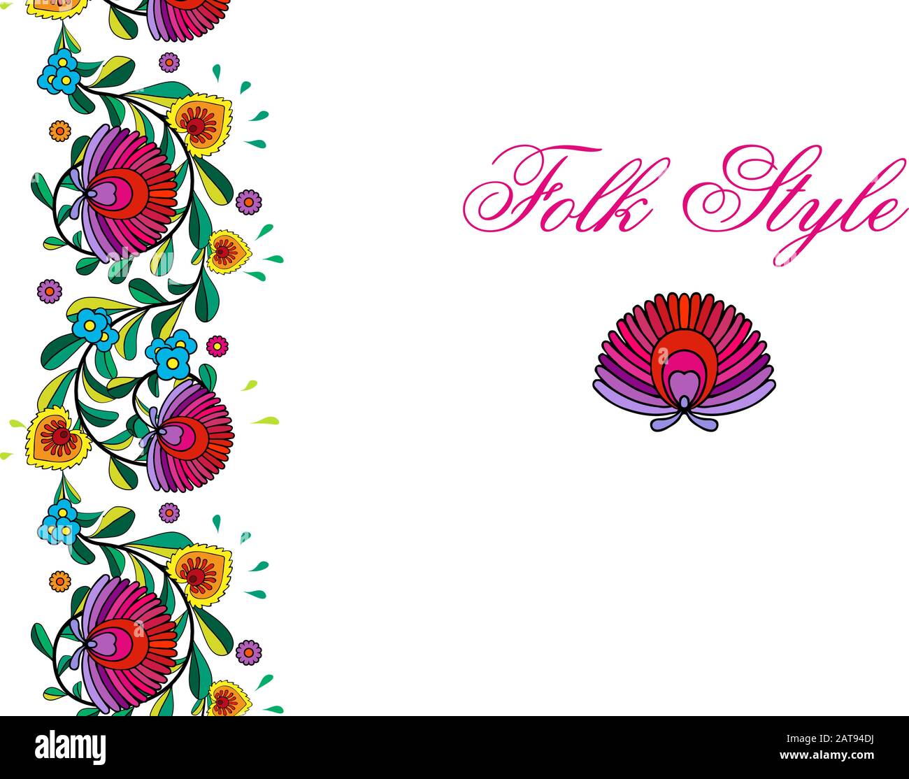 Folkloric Floral Element - Czech Folk Style Flower Garland - Vector ...
