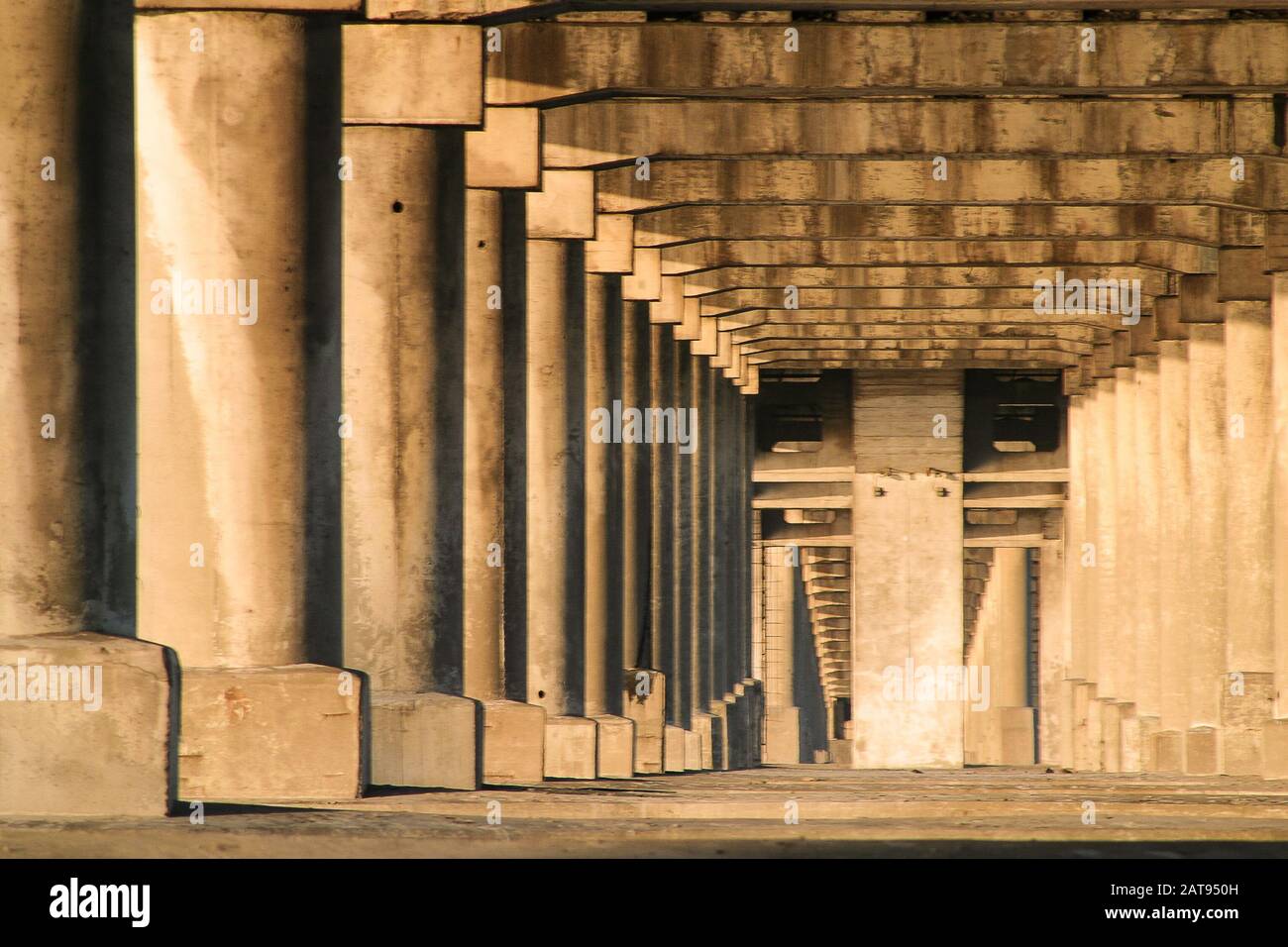 Perspective construction view from under the bridge Stock Photo - Alamy