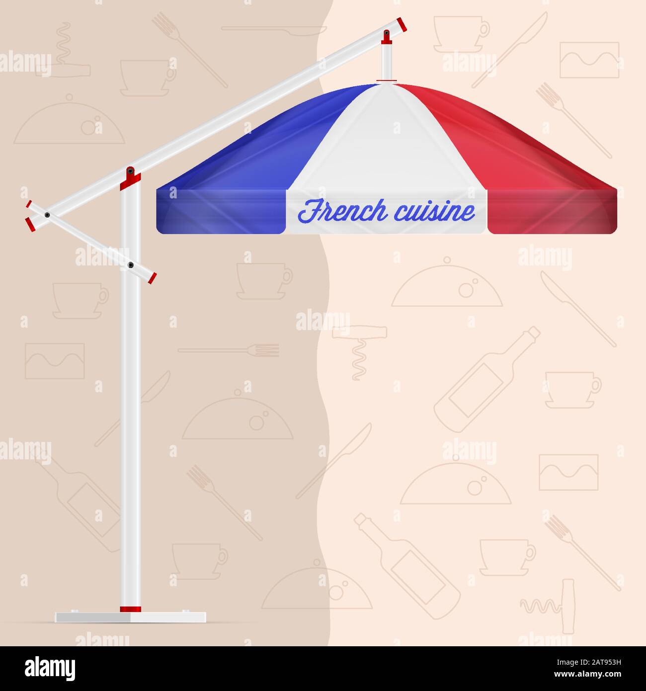 French cuisine umbrella awning. Bistro or french restaurant menu vector ...