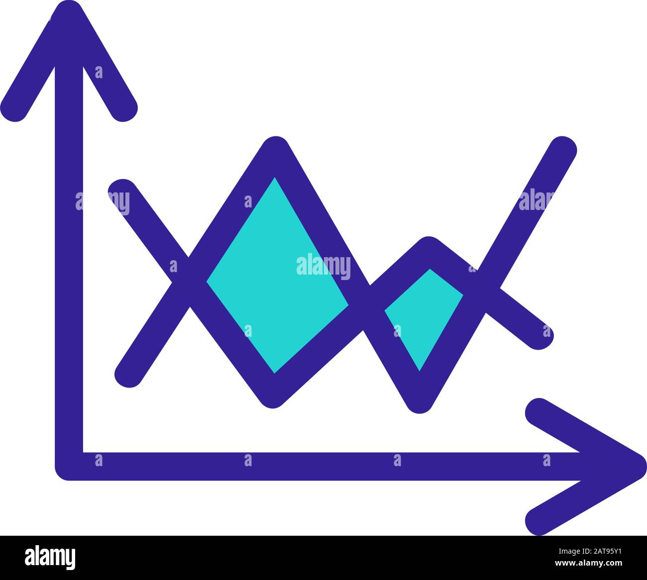 chart of the growth and fall of the icon vector. Isolated contour ...