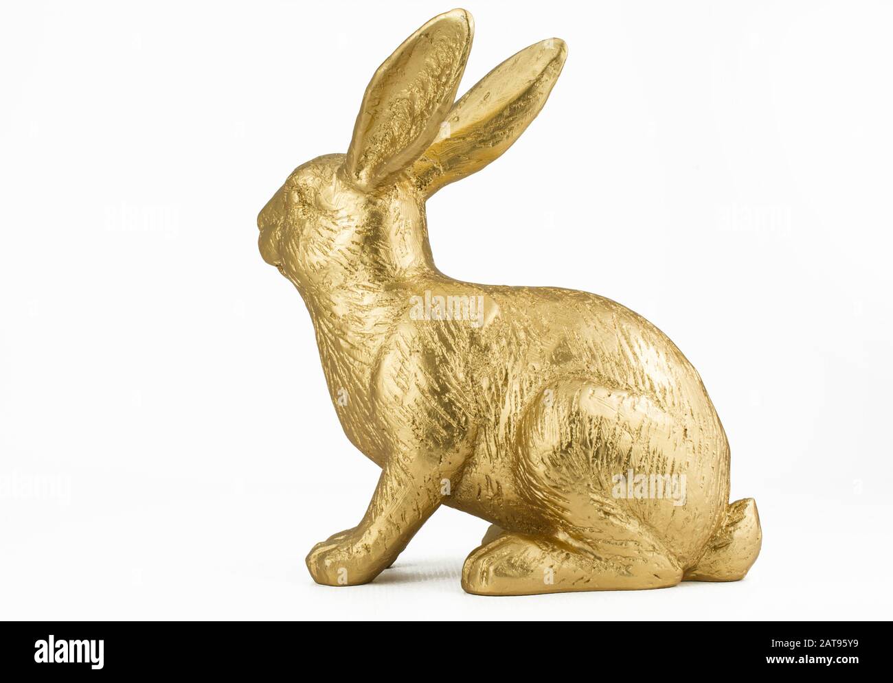 gold bunny rabbit on white background Stock Photo - Alamy