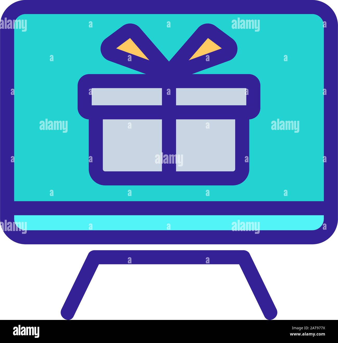 TV as a gift icon vector. Isolated contour symbol illustration Stock ...