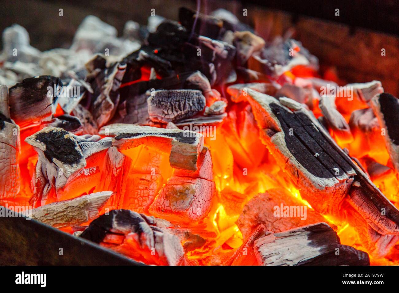 hot Coals in the grill Stock Photo - Alamy