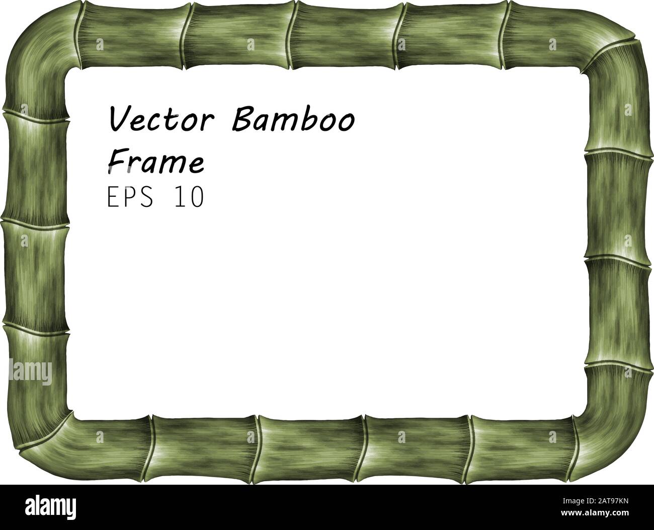 Rectangular Rotund Bamboo Frame - Realistic Vector Green Banner ...