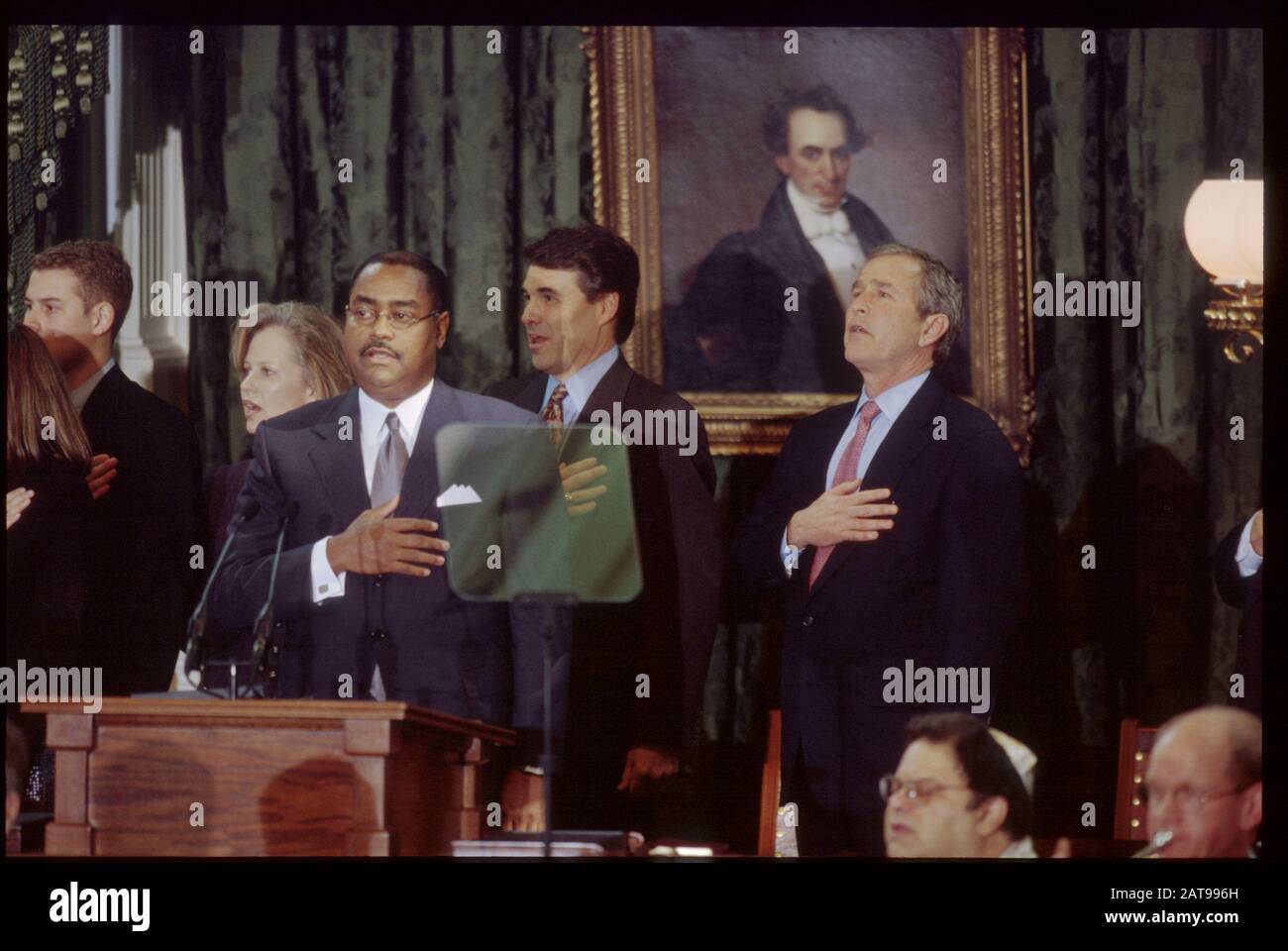 Austin, Texas: Governor George W. Bush leading Pledge of Allegiance ...