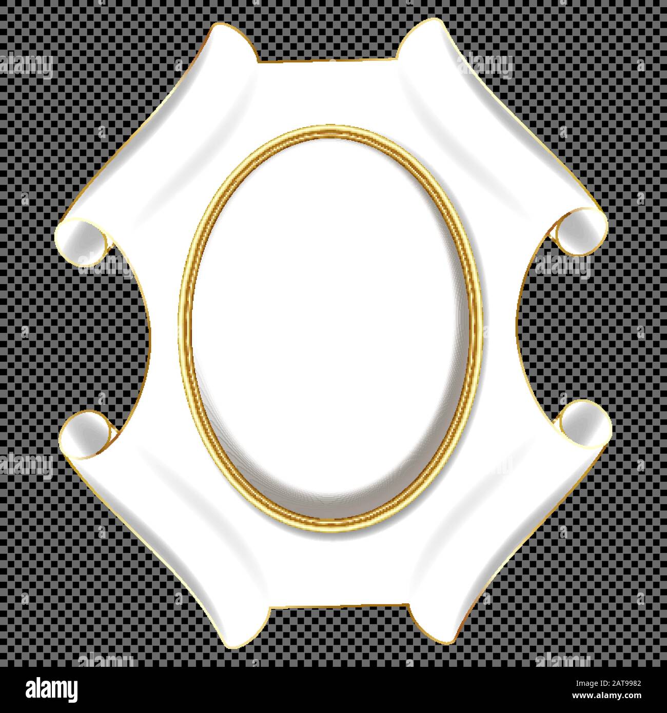 Vector White and Gold Antique Scroll Cartouche - Baroque Stucco Shield ...