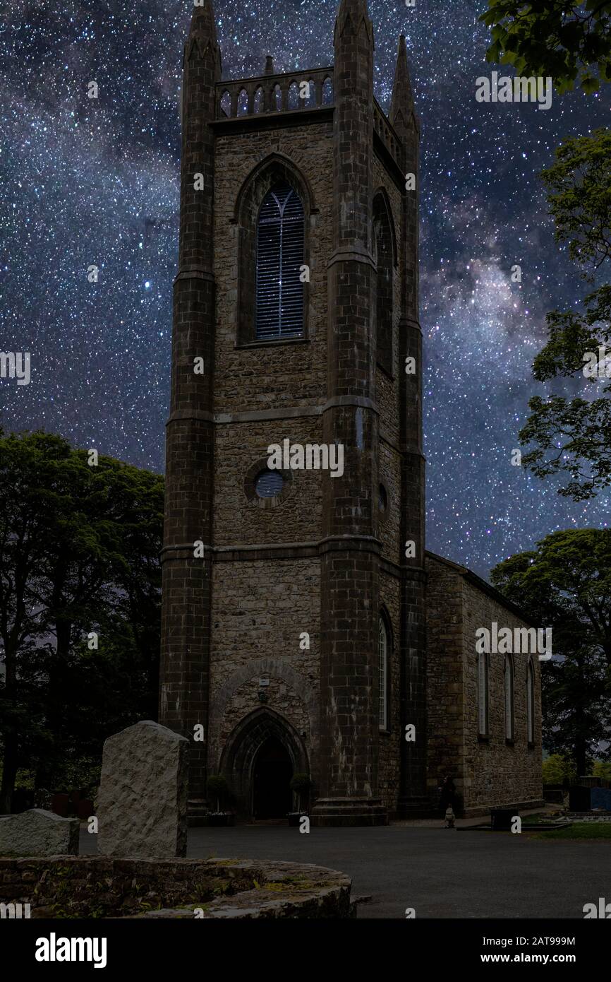 Drumcliff Church in Sligo Ireland with milky way sky starfield ...