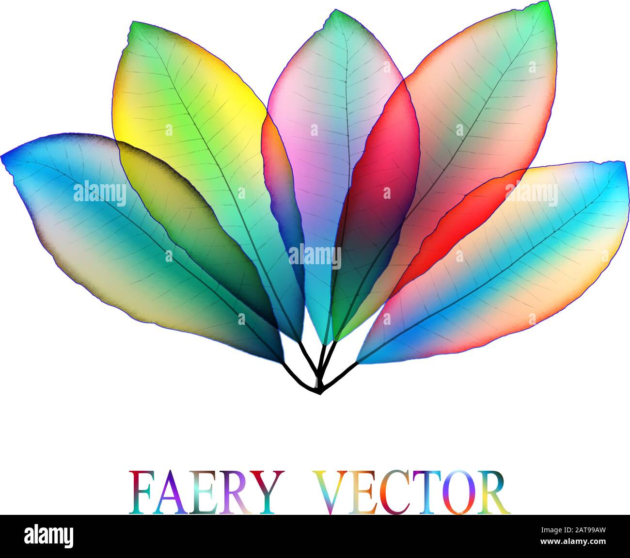 Aquarelle Leaves Fan - Transparent Watercolour Leafage Sheaf - Vector ...