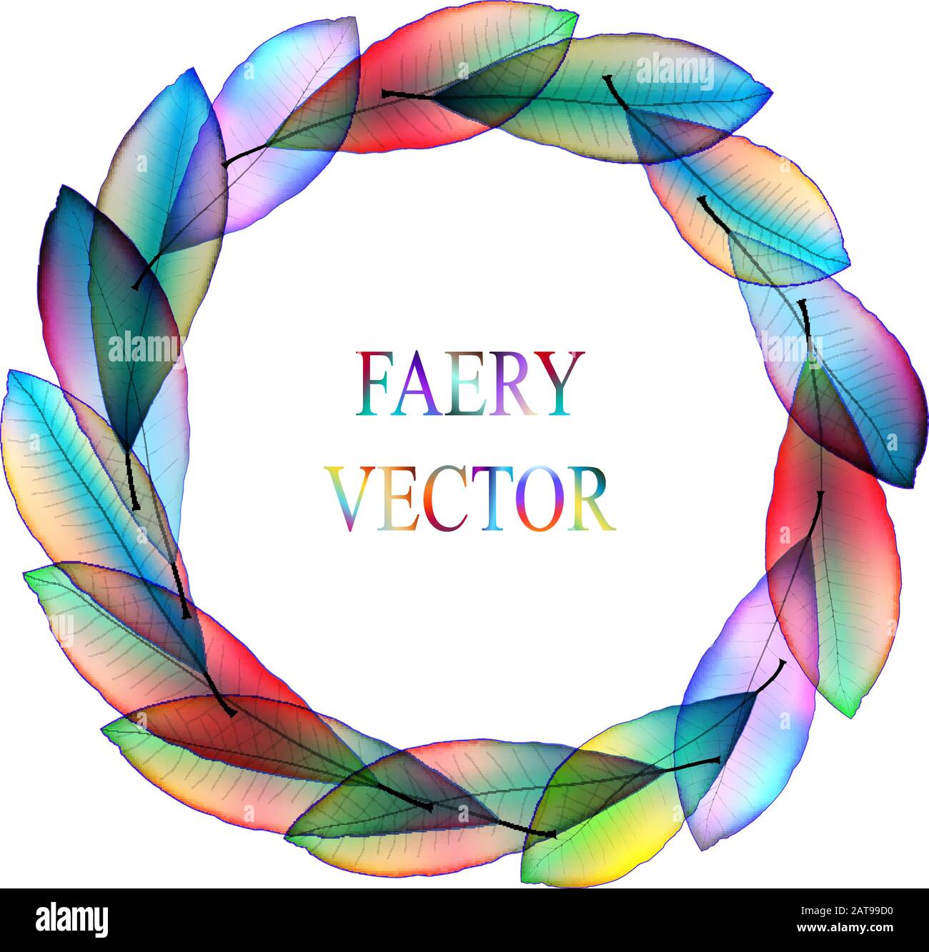 Aquarelle Foliage Wreath - Round Watercolour Frame - Vector Wash ...