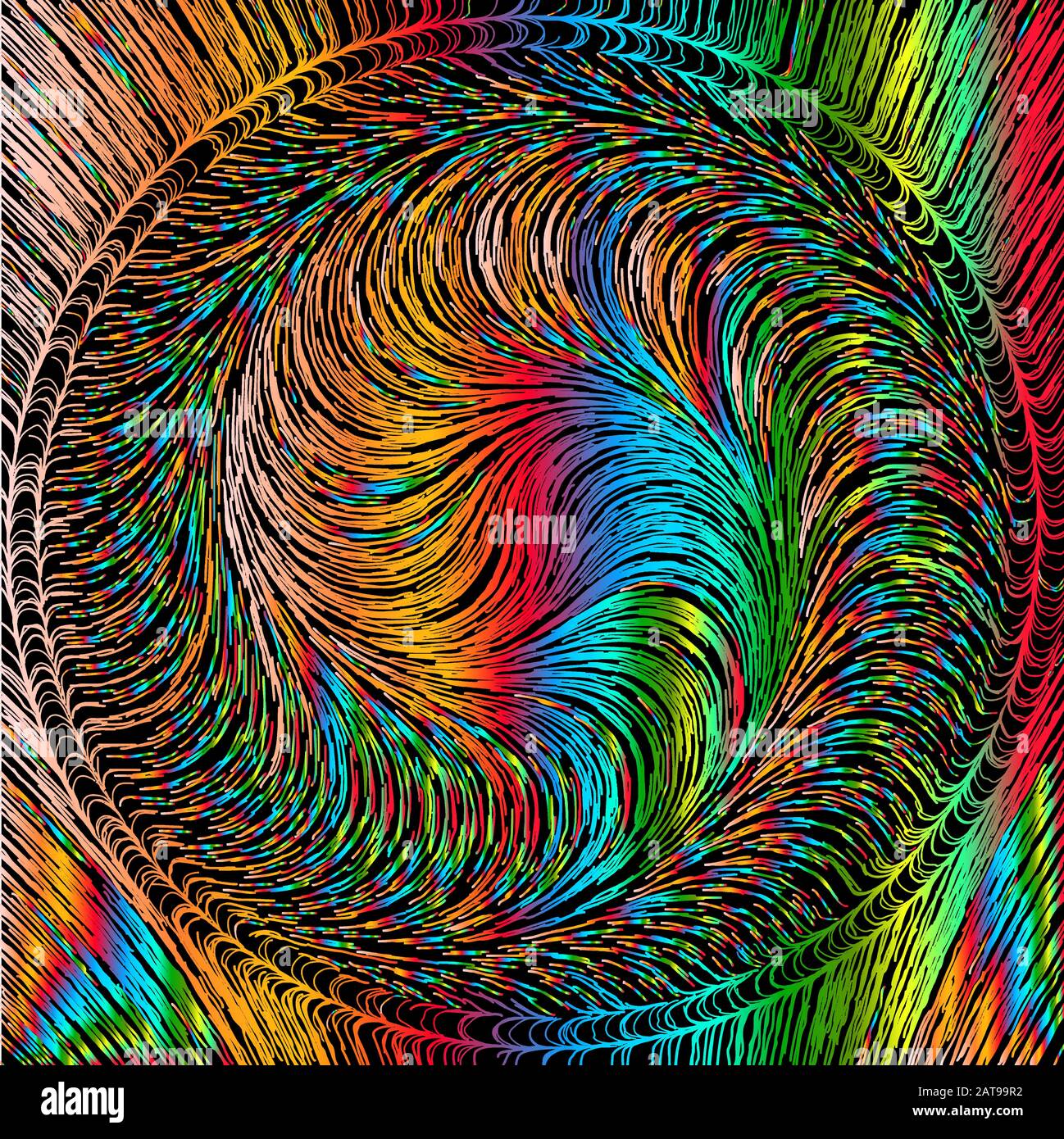 Vector Generative Art Round Pattern - Bright OpArt Thread Graphic ...