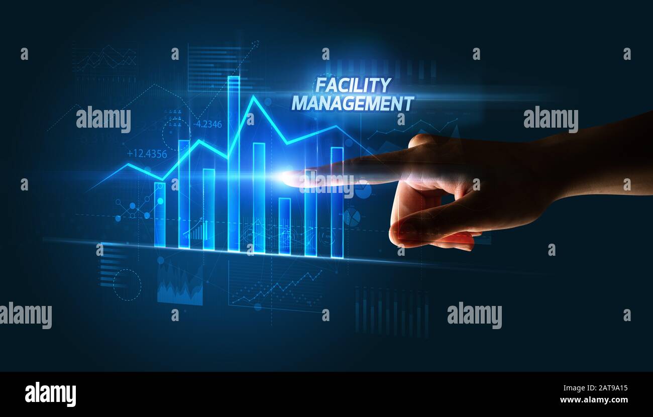 Hand touching FACILITY MANAGEMENT button, business concept Stock Photo ...