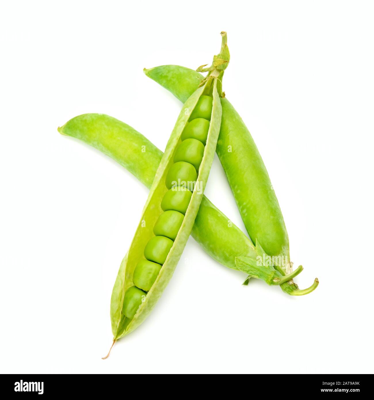 Green pea pods isolated on white background Stock Photo - Alamy