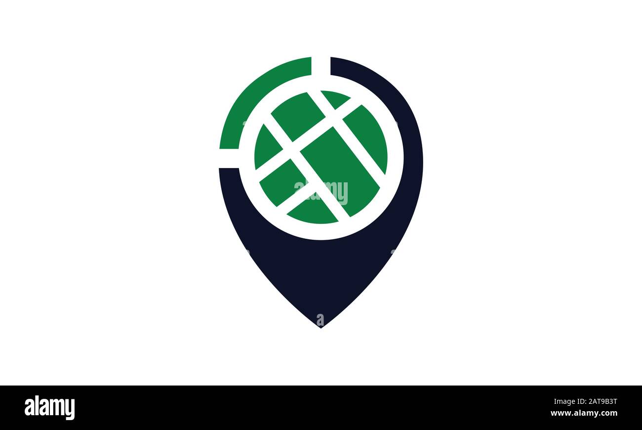 Abstract GPS marker logo or icon with mini map in centre of circle ...