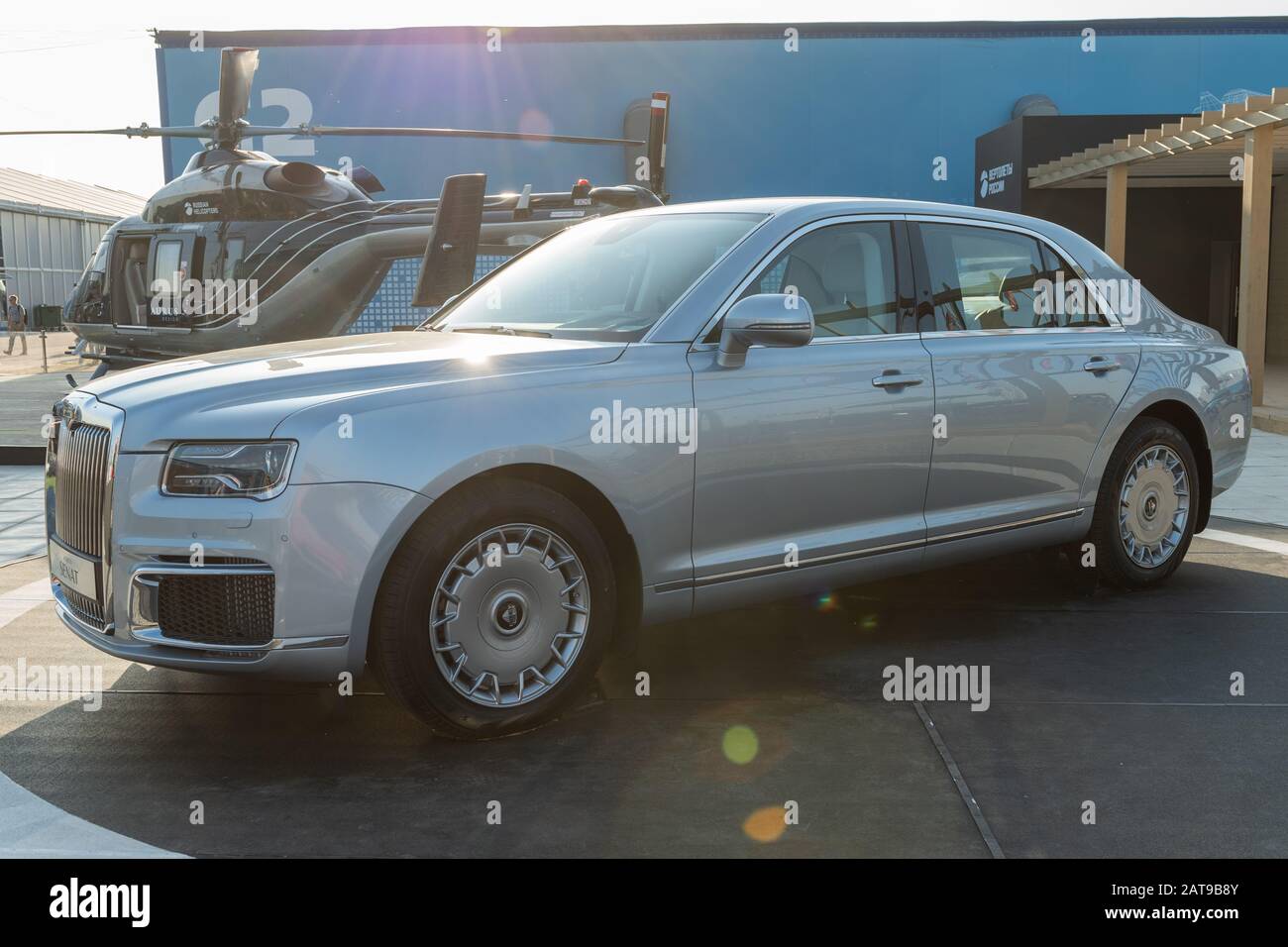 August 30, 2019. Zhukovsky, Russia. Russian executive car Aurus Senat ...