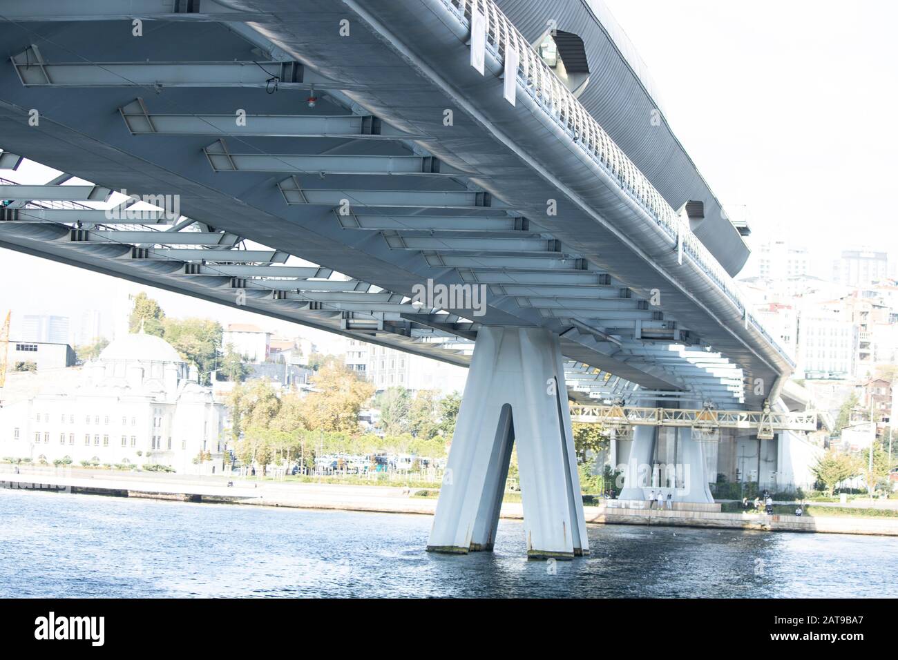 Underneath the Halic bridge. Photographed in sunny outdoors Stock Photo ...
