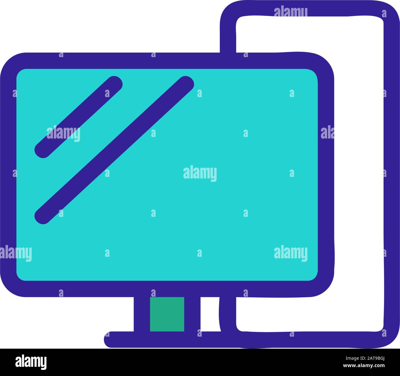 Working computer icon vector. Isolated contour symbol illustration ...